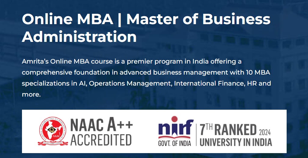 Amrita Online MBA: Fees, Reviews, Placements & Admission 2026